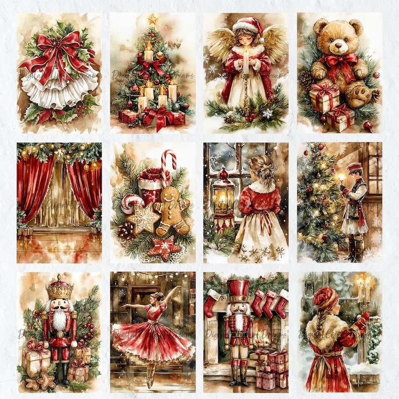 Nutcracker Christmas Junk Journal Kit: Vintage Printable Paper Set for ...