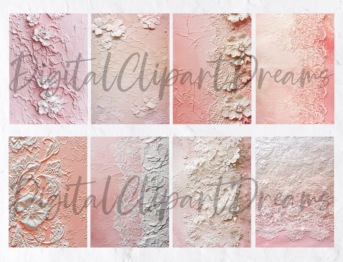 Vintage Pink Lace Paper, Junk Journal Paper Pack, Shabby Pink Lace ...