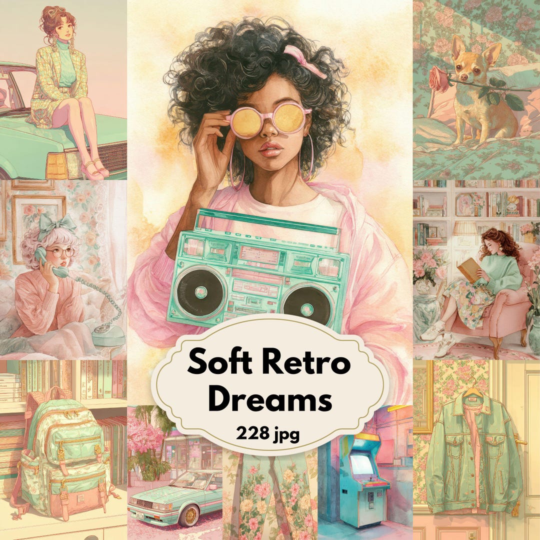 Grandmillennial Retro Junk Journal Pages: 80s 90s Fashion Girls ...