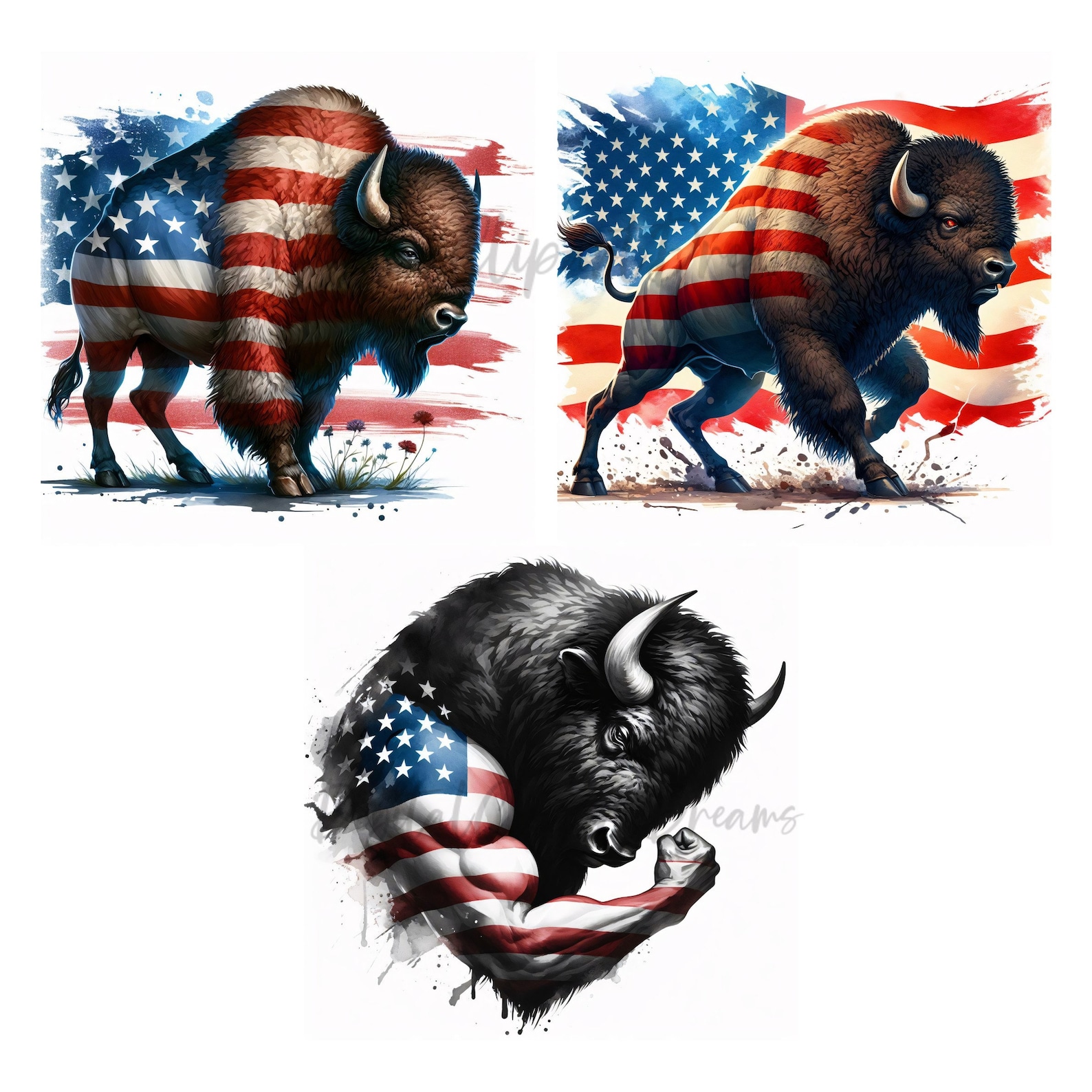 Patriotic USA Clipart, American Eagle Flag, Bison Flag, 22 High Quality ...