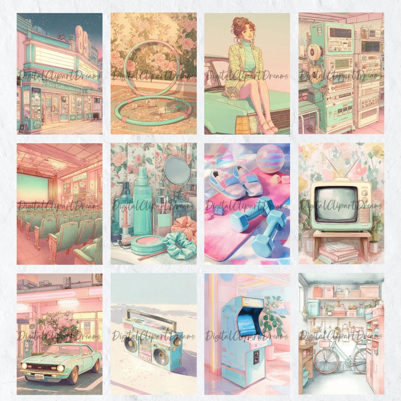 Grandmillennial Retro Junk Journal Pages: 80s 90s Fashion Girls ...