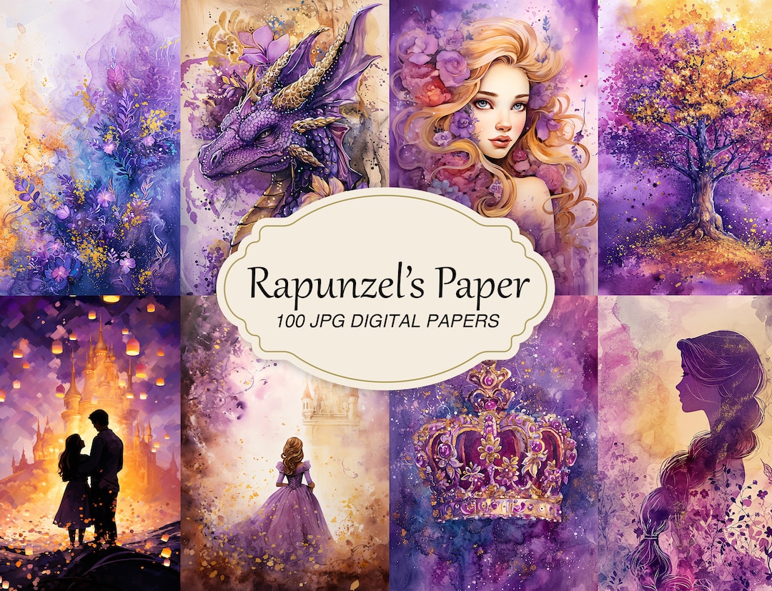 Rapunzel Junk Journal Paper Pack, Tangled Printable Paper, Fairy Tale ...