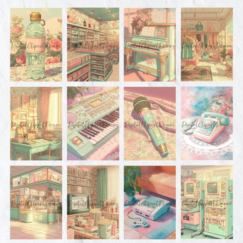 Grandmillennial Retro Junk Journal Pages: 80s 90s Fashion Girls ...