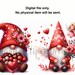 Valentines Gnome Watercolor Clipart, 20 High Quality JPG, Valentines ...