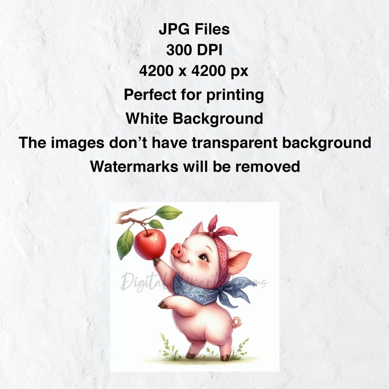 Pig Clipart, 18 JPG Watercolor Farm Animal Clip Art, Cute Piglet, Paper Craft, Printable, Card ...