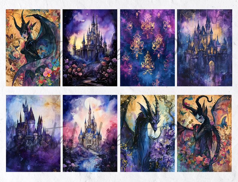 Maleficent Junk Journal Paper Pack, Villain Printable Paper, Sleeping ...