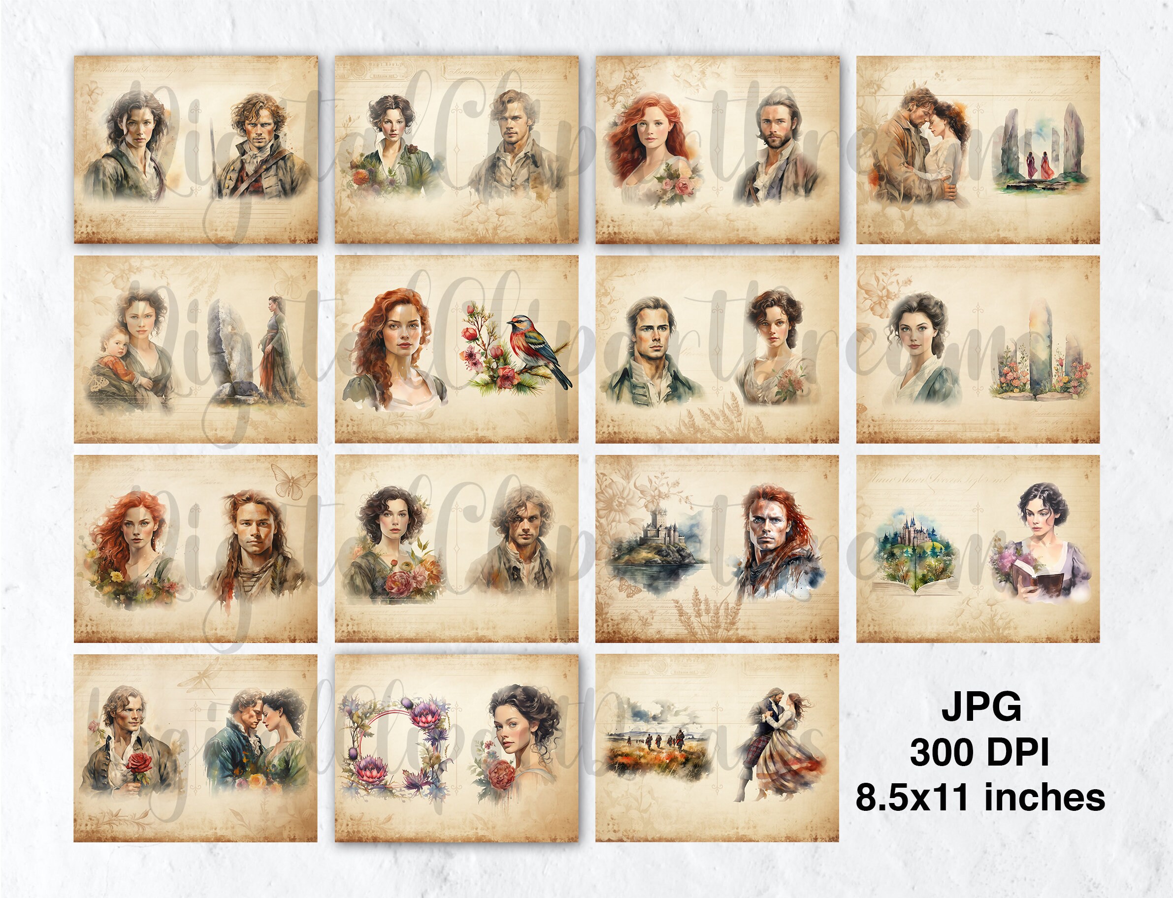 Outlander Junk Journal Pages, Scottish Scrapbook Paper, Printable ...