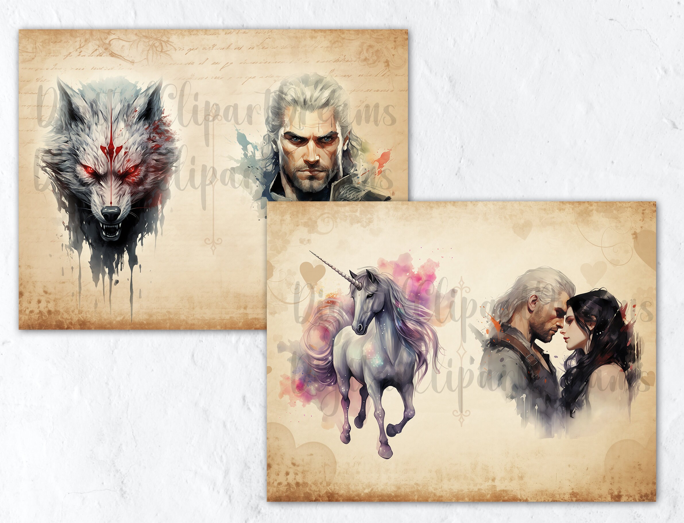 Witcher Junk Journal Pages, Witch Collage Sheet, Fantasy Scrapbook ...