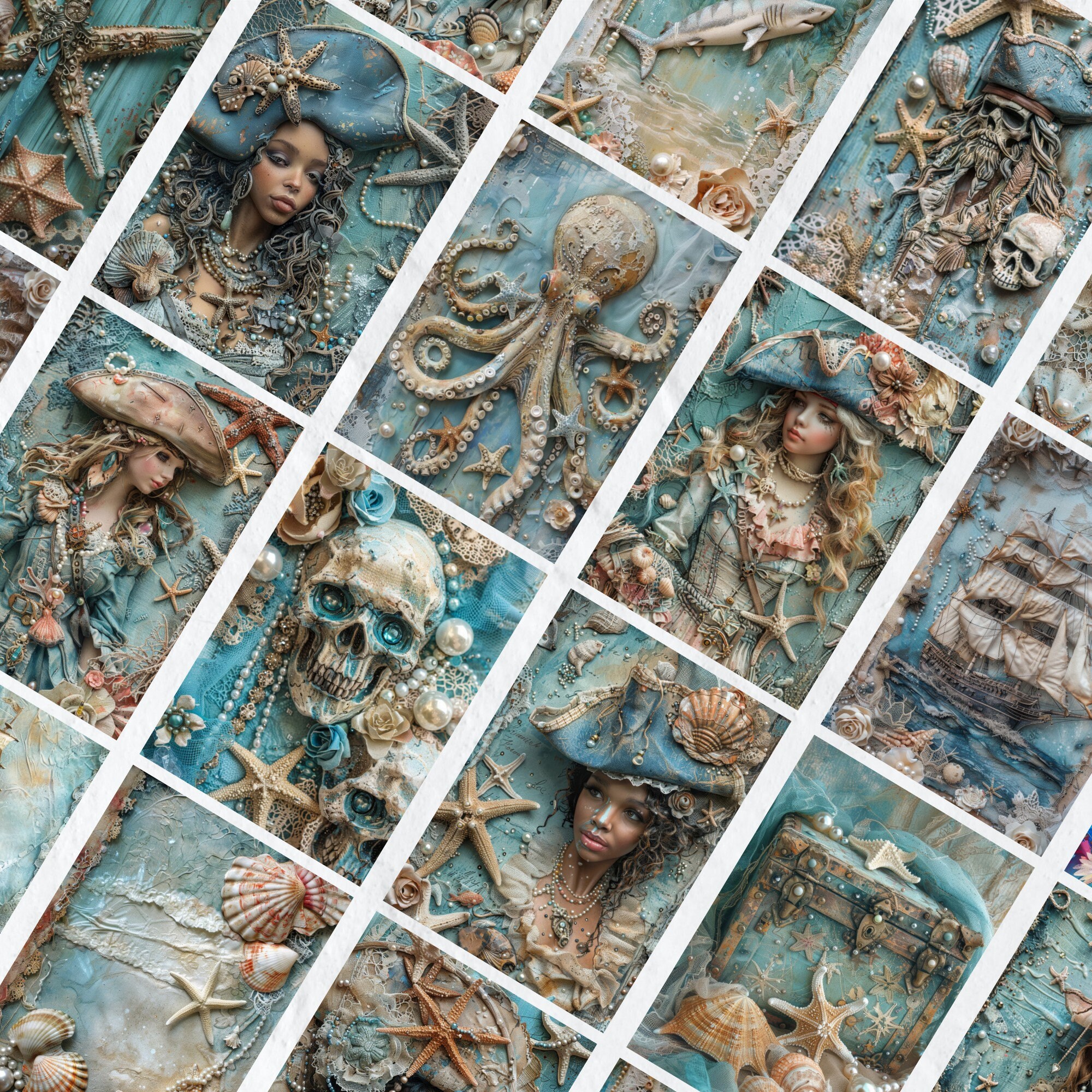 Vintage Pirate Junk Journal Pages, Sea Digital Scrapbook Paper ...