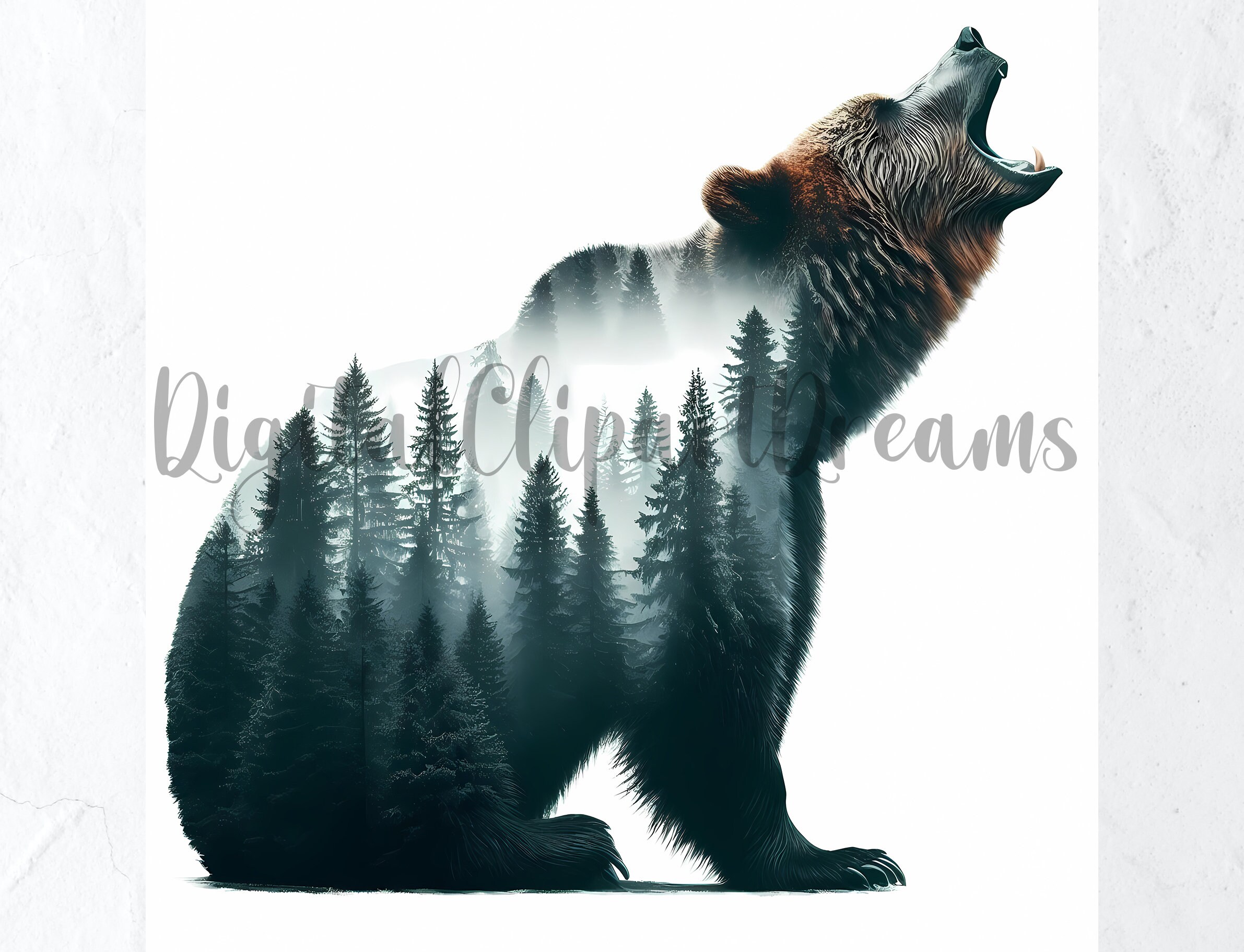 Howling Bear Clipart, Double Exposure Bear, 18 High Quality JPG ...
