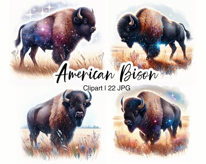 Watercolor Baby Bison Clipart: DIY Decor, Commercial Use (digital ...