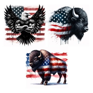 Patriotic USA Clipart, American Eagle Flag, Bison Flag, 22 High Quality ...