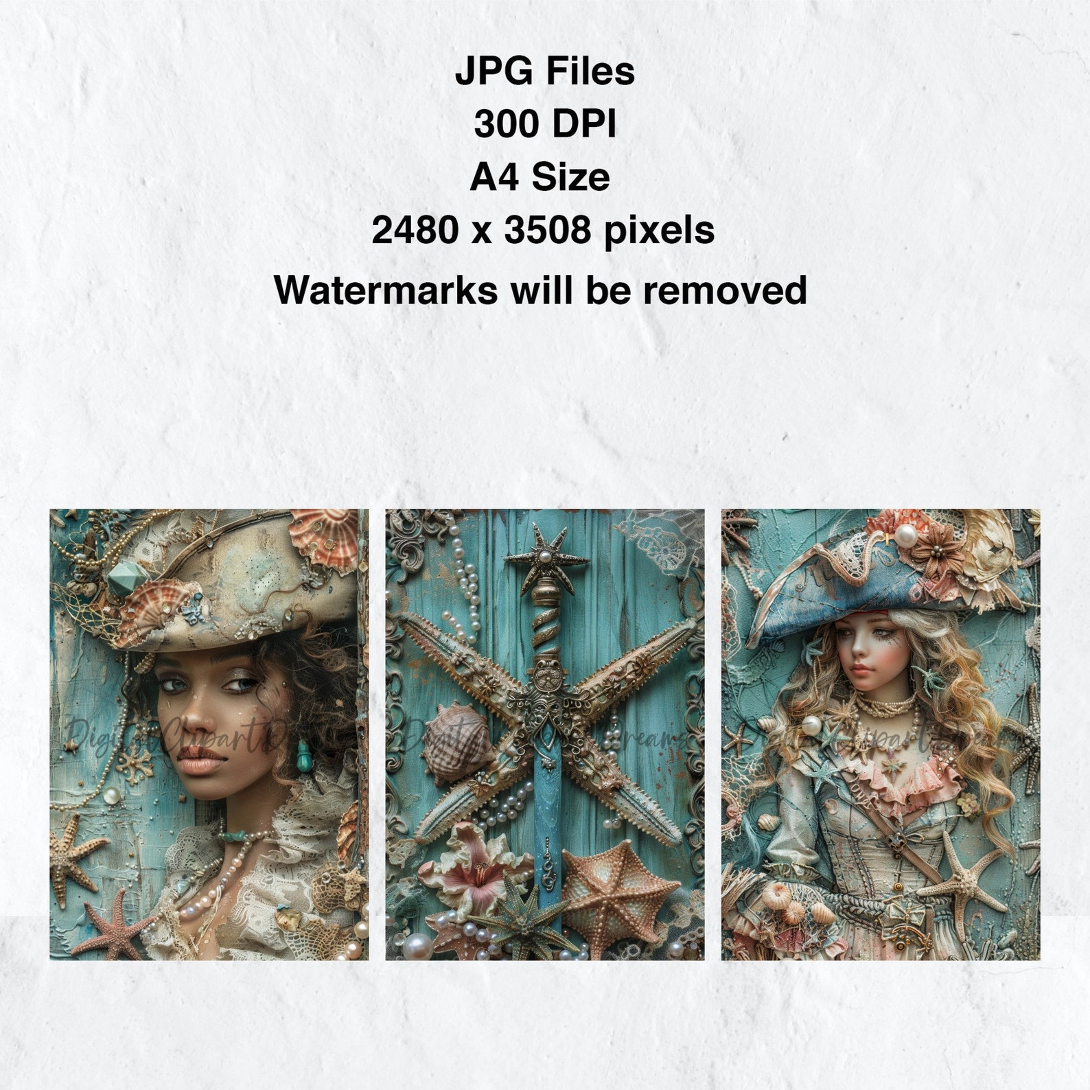 Vintage Pirate Junk Journal Pages, Sea Digital Scrapbook Paper ...