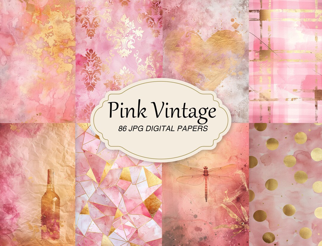 Vintage Pink Paper Pack: Shabby Chic Scrapbook Backgrounds (digital ...