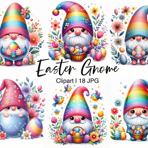 Easter Gnome Clipart, Spring Garden Gnomes, 18 JPG, Sublimation Designs ...