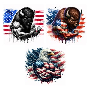 Patriotic USA Clipart, American Eagle Flag, Bison Flag, 22 High Quality ...