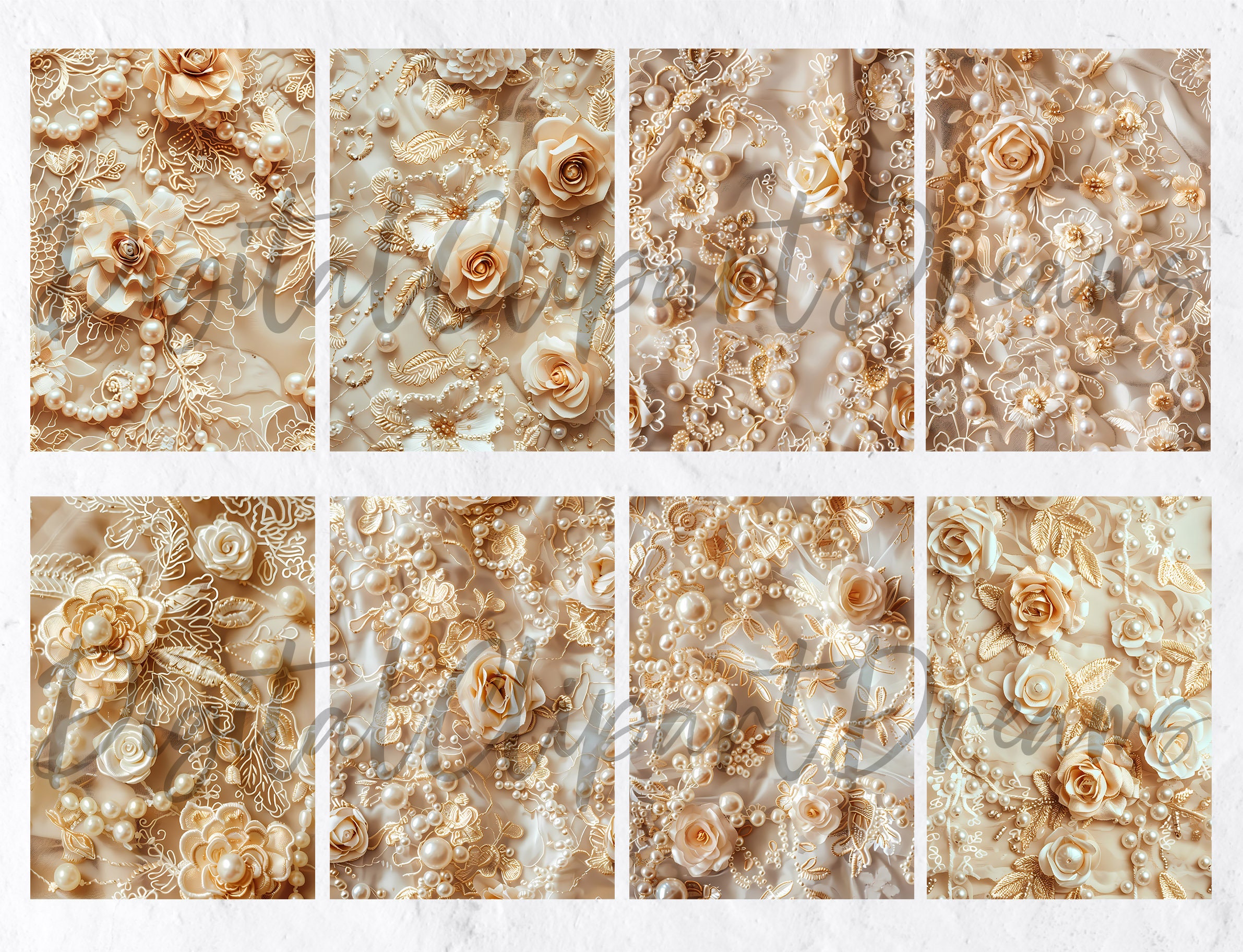 Vintage Beige Lace Paper With Pearls and Flowers, Antique Background ...