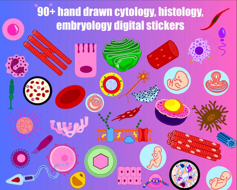 Cytology,histology and Embryology Digital Stickers - Etsy