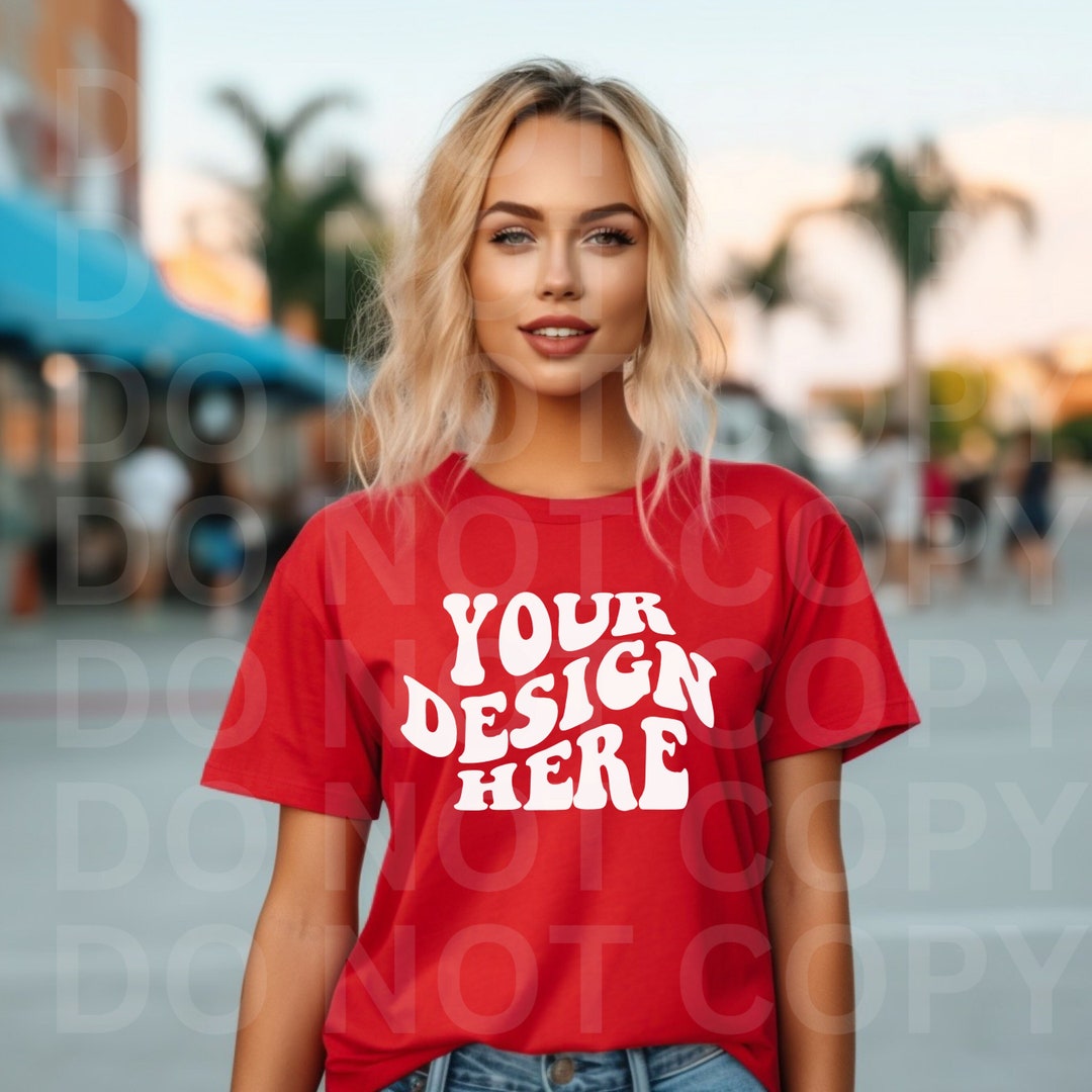 Mockup 4th of July Red Shirt, Mockup Bundle, Bella Canvas Red Shirt ...