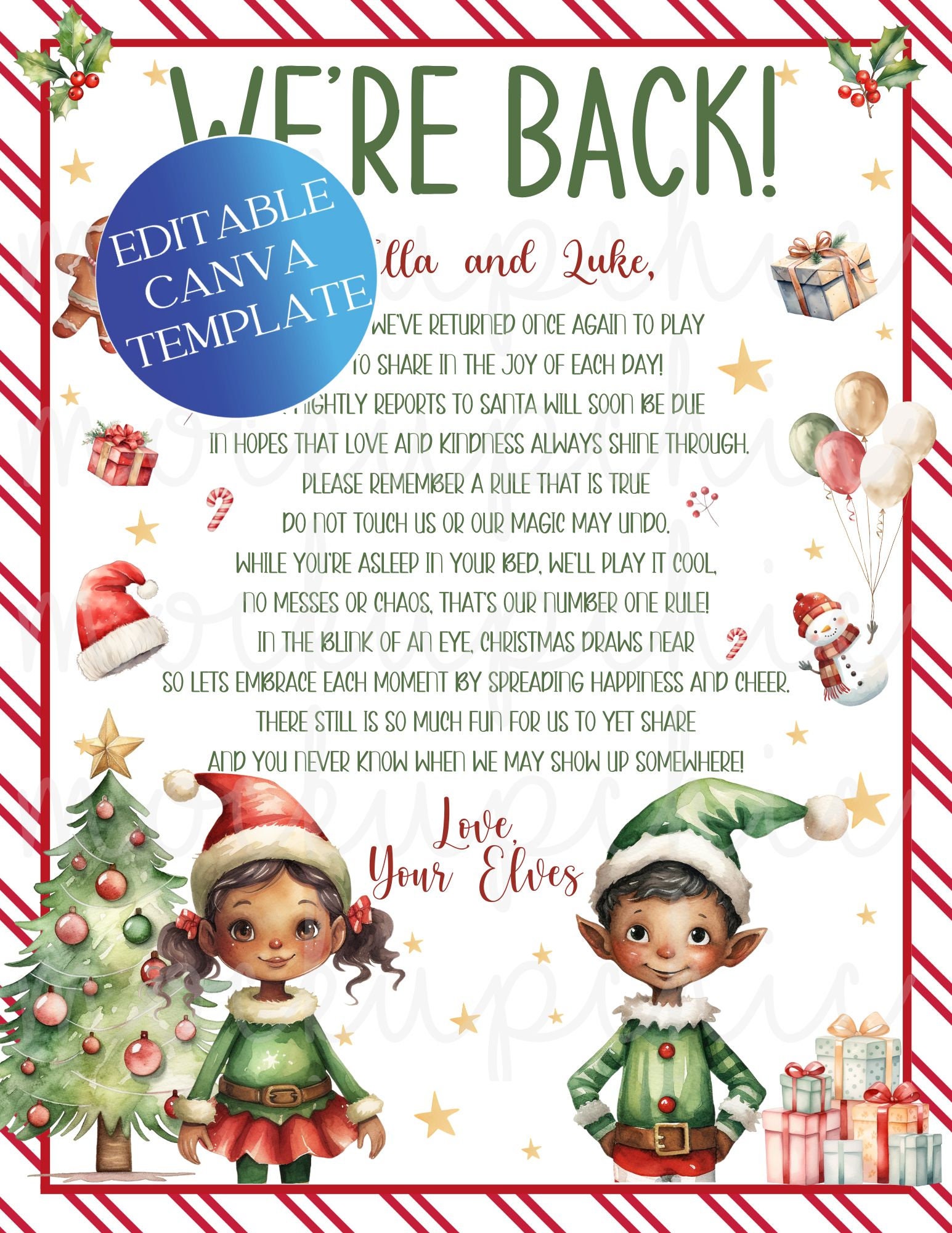 Two Elves Arrival Letter BOY GIRL We Are Back Letter Elf Hello ...