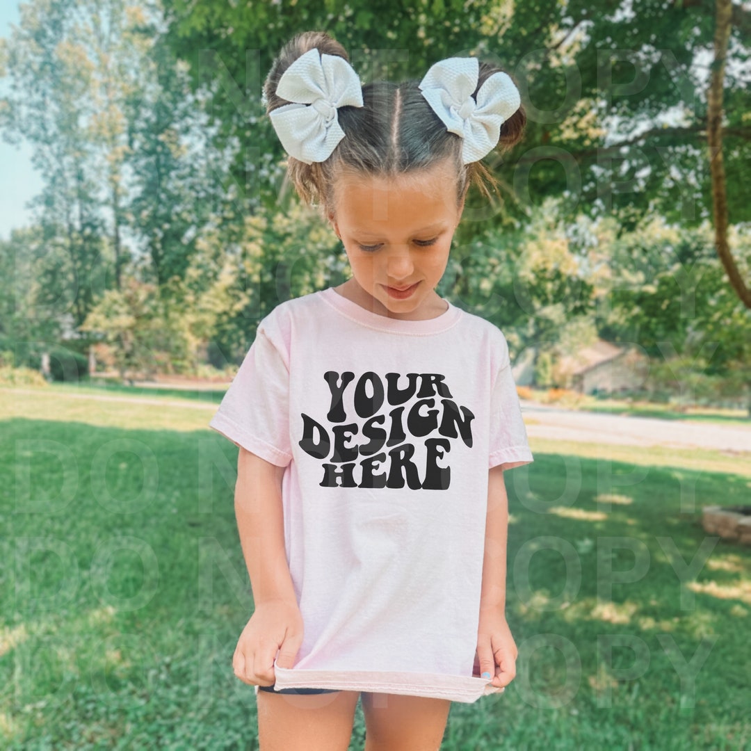 Mockup Blossom Comfort Colors 9018, Youth C9018 Pink Tshirt Mockups ...
