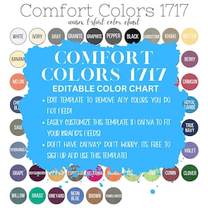 COMFORT COLORS Color Chart Editable 1717, Editable Canva Color Chart ...