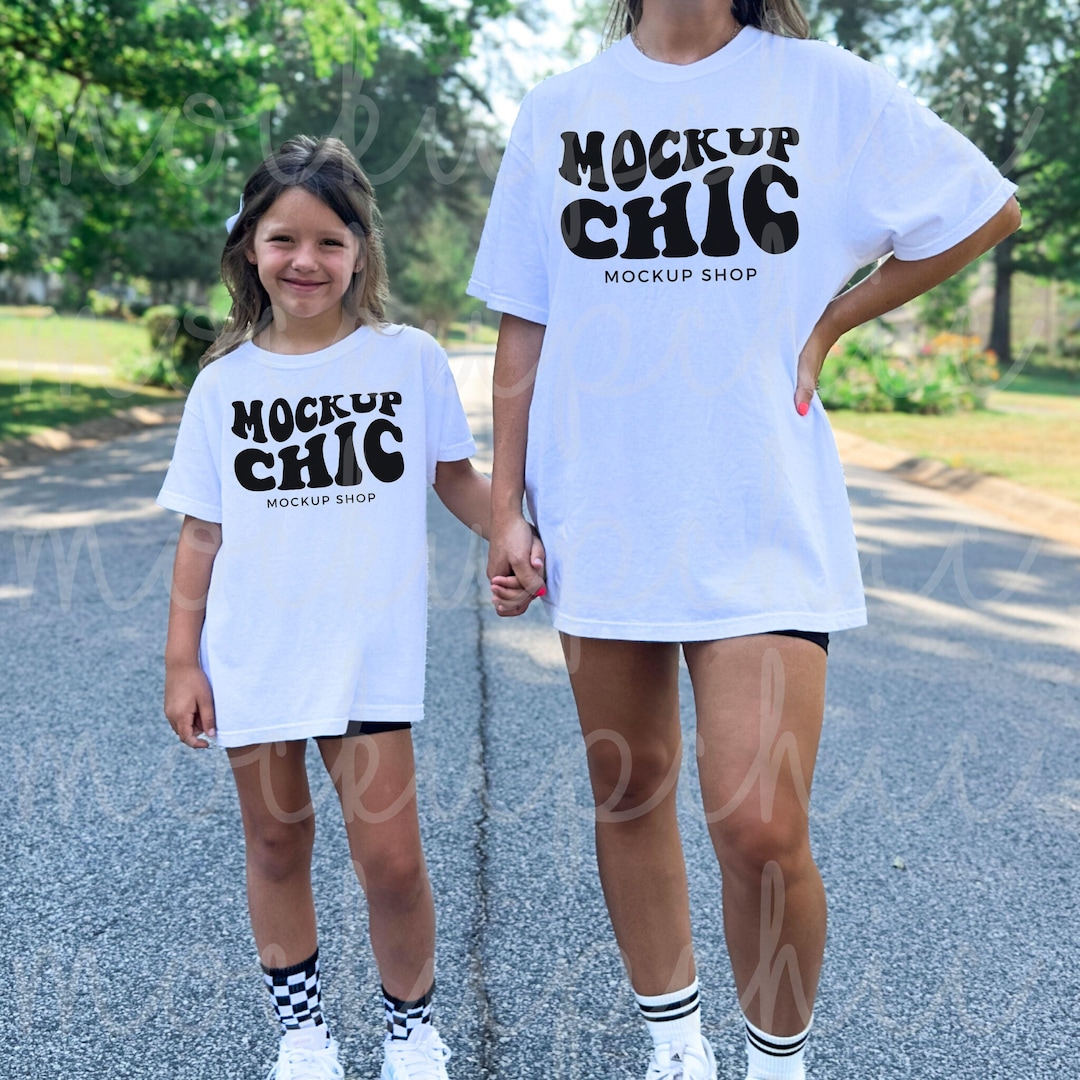 Mom and Me Mockup, Comfort Colors White Shirt Mockups, C1717 C9018 ...