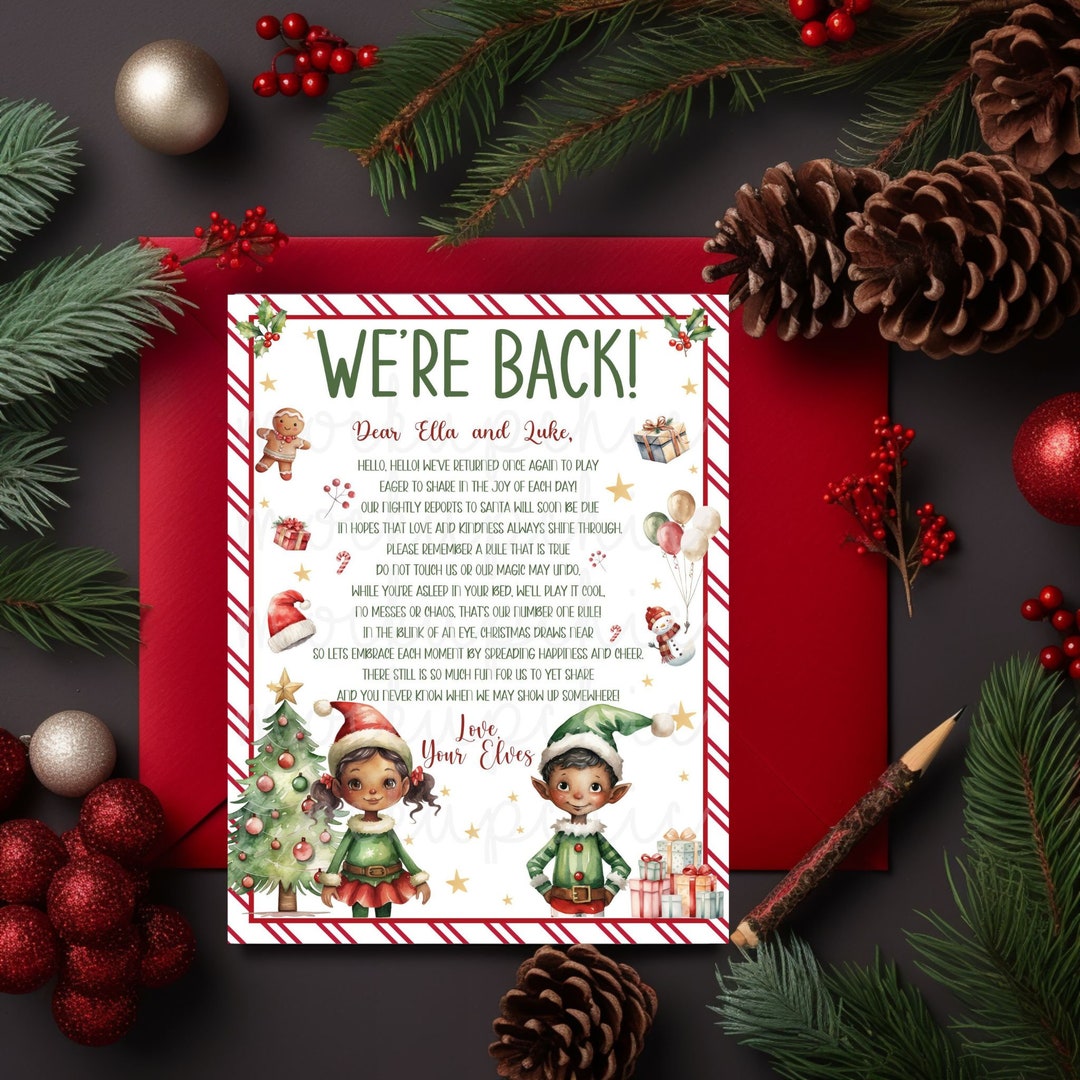 Two Elves Arrival Letter BOY GIRL We Are Back Letter Elf Hello ...