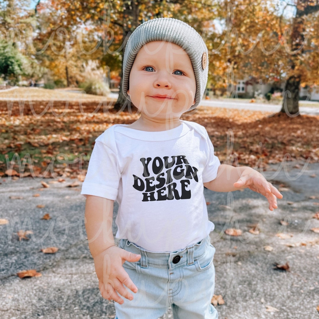 Mockup Baby White Bodysuit Bella Canvas 100b, Infant Fall One Piece ...