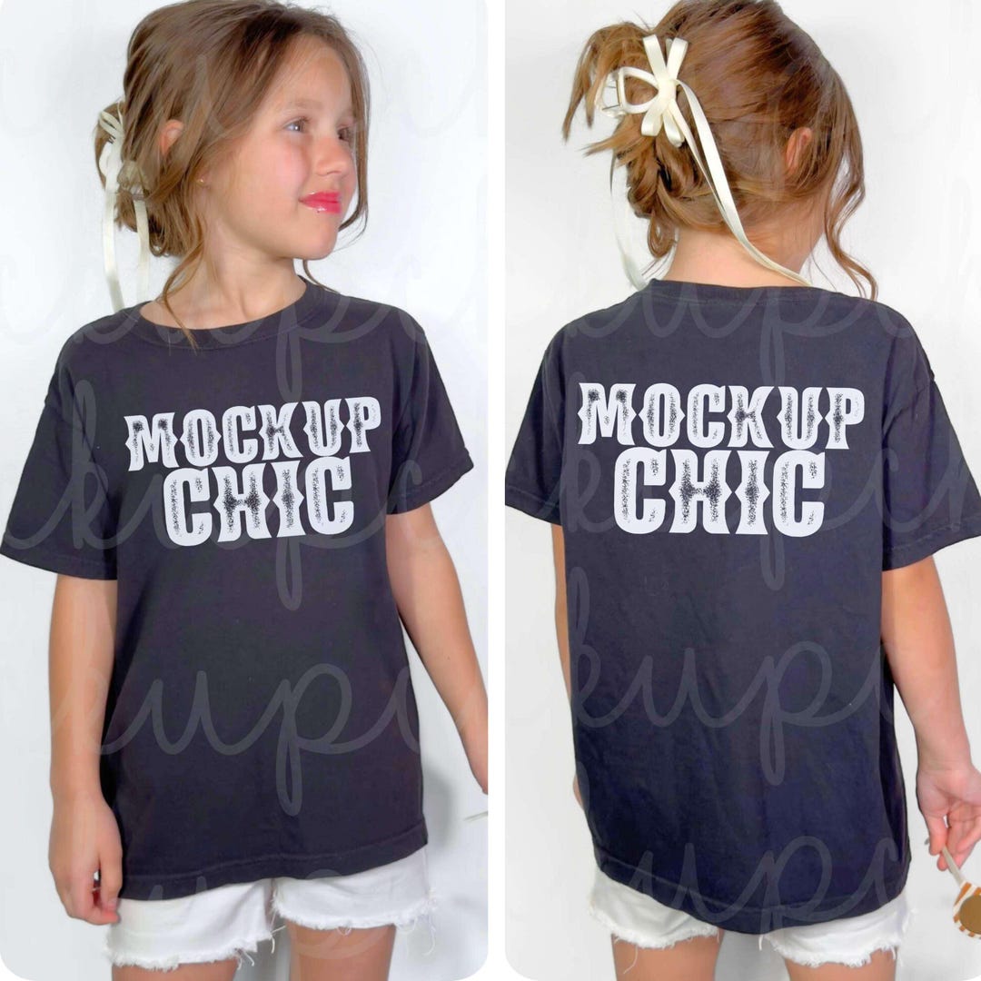 Kid Black Shirt Mockup Bundle, Comfort Colors 9018 T-shirt Mock-up ...