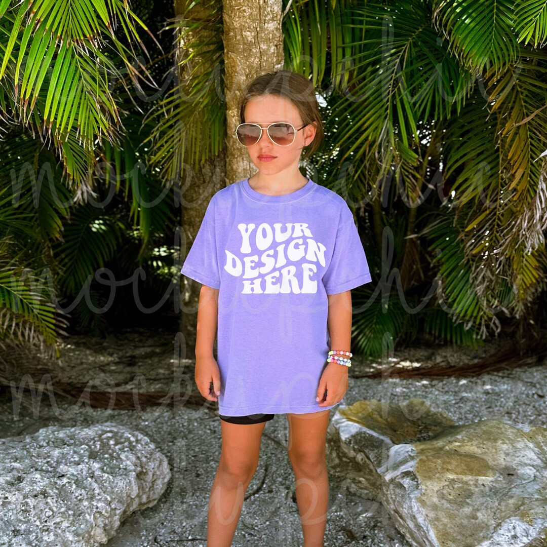 Kid Violet Shirt Mockup, Comfort Colors 9018 Purple T-shirt Mock-up ...