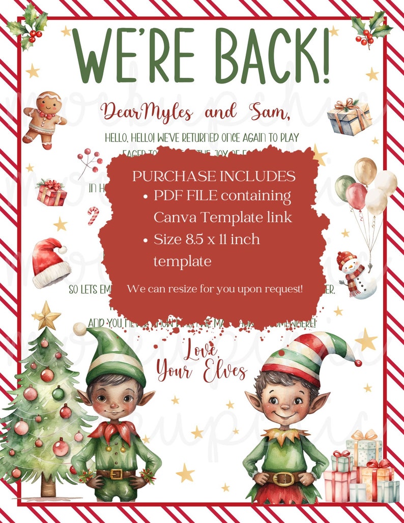 Two Elves Arrival Letter BOY We Are Back Letter From Elf Hello ...