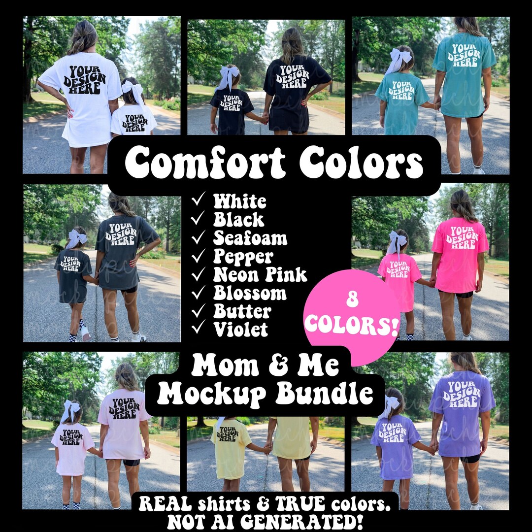 Mom and Me Mockup Bundle, Black Comfort Colors 1717 Mock Photo ...