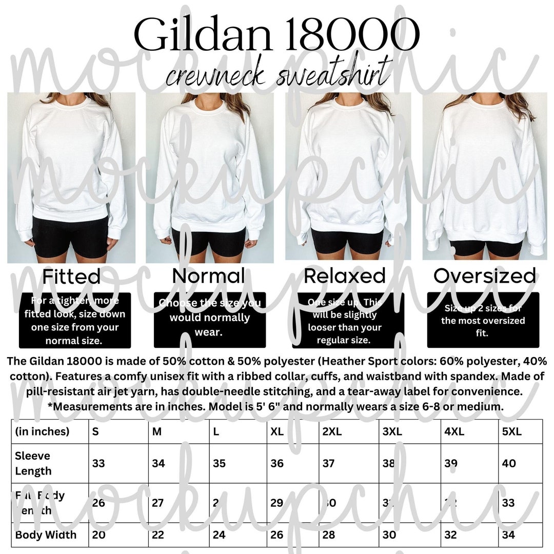 Size Chart Gildan 18000 Crewneck Trendy Gilldan Sweatshirt Size Chart ...