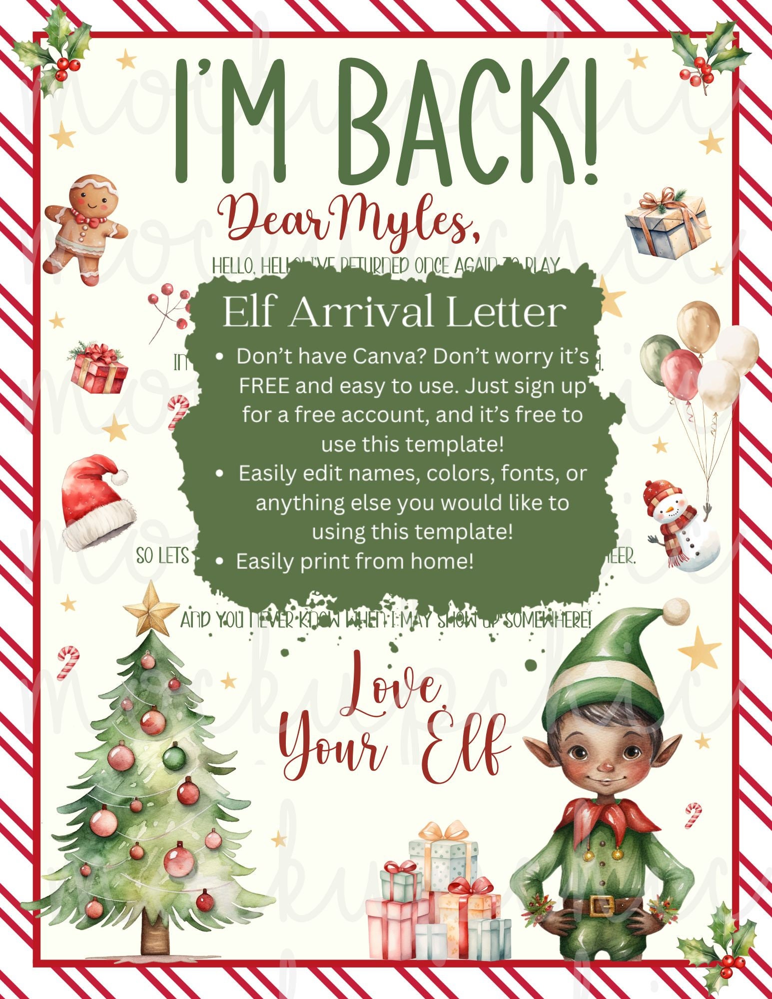 Elf Arrival Letter I'm Back Letter From Elf Hello GIRL Elf Christmas ...
