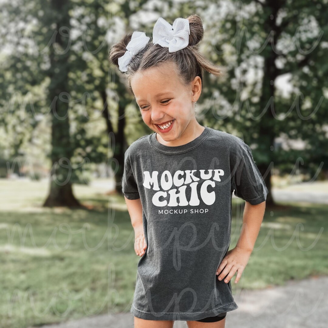Kids Pepper Comfort Colors Mockup | Youth Gray Tshirt Mockups | Retro ...