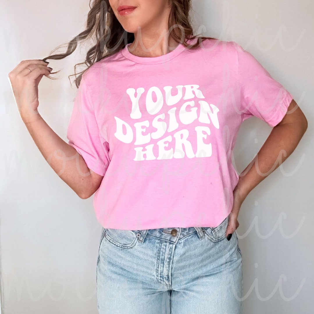 Bubble Gum Tshirt Mockup | Bella Canvas 3001 Shirt Mockups | 3001C Pink ...