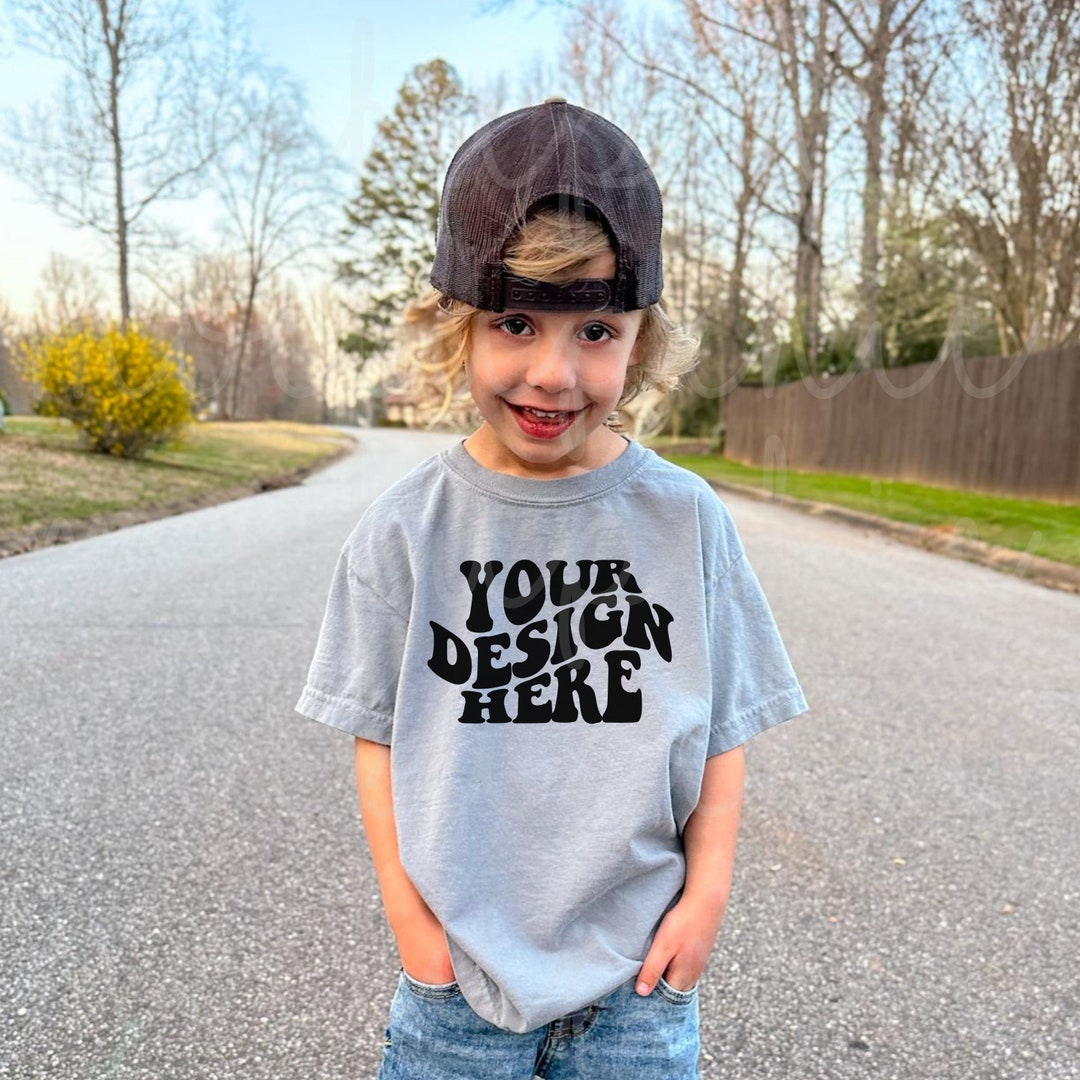 Granite Comfort Colors 9018 Shirt Mockup, Youth Gray Tshirt Mockups ...