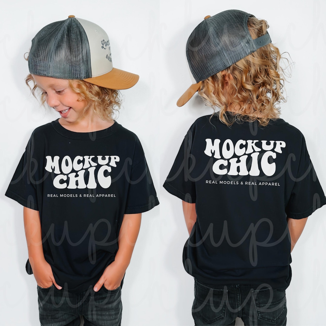 Kid Black Comfort Colors Shirt Mockup, Front Back Mockup, C9018 Toddler ...