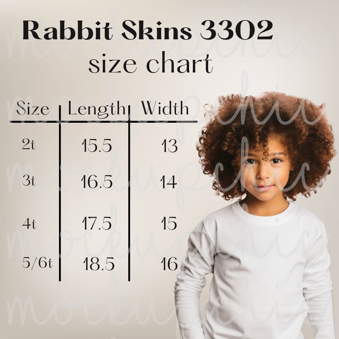 Size Chart Rabbit Skins 3302 Toddler Long Sleeved Shirt, RS3302 Kids ...