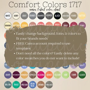 COMFORT COLORS Color Chart Editable 1717, Editable Canva Color Chart ...