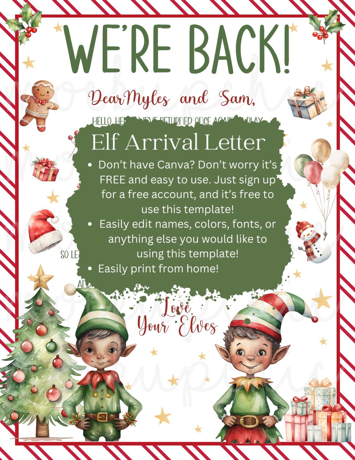 Two Elves Arrival Letter BOY We Are Back Letter From Elf Hello ...