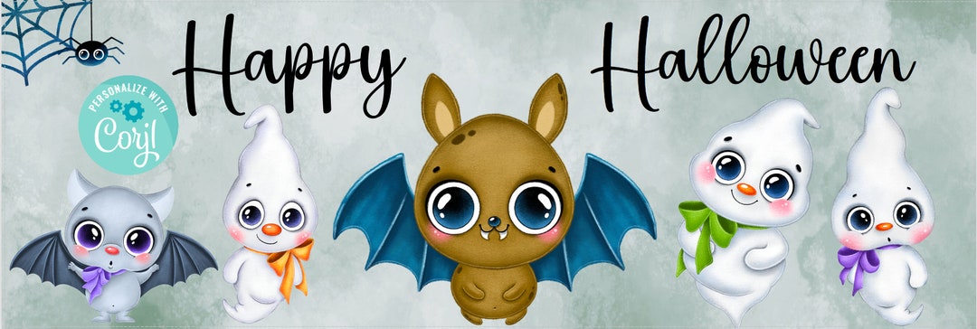 Editable Spooky Happy Halloween Banner 36x12 - Etsy