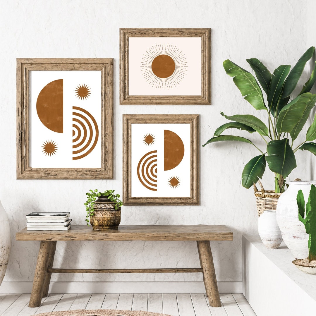 Mid Century Modern Tree Art Set of Three Prints - Boho Wall Decor ...