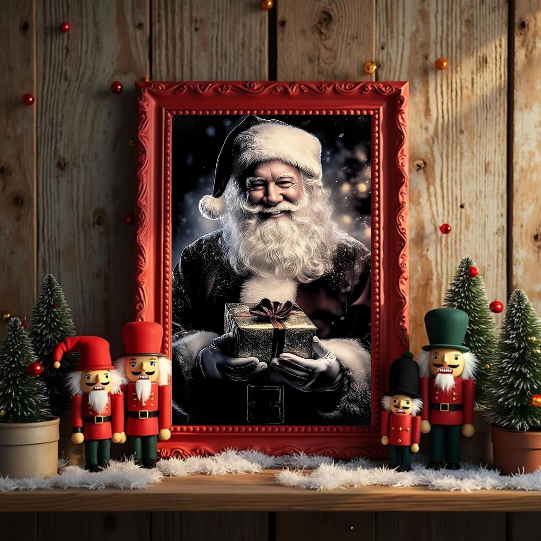 Christmas Wall Art Set of 3, Santa, Tree, Winter Houses Digital Prints ...