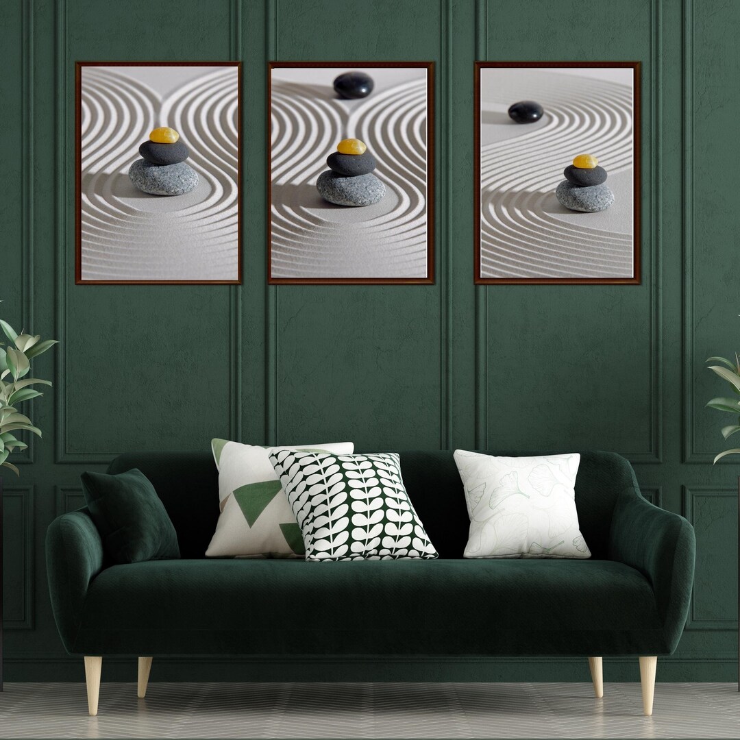 Boho Poster Set of Three Prints - Stone Sculpture, Balance Stones ...