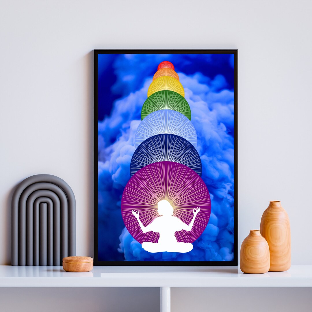 7 Chakras Zen Wall Art With Lotus Lady - Yoga Chakra - Meditation ...