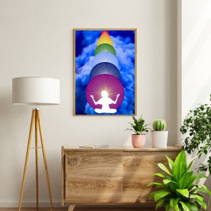 7 Chakras Zen Wall Art With Lotus Lady - Yoga Chakra - Meditation ...