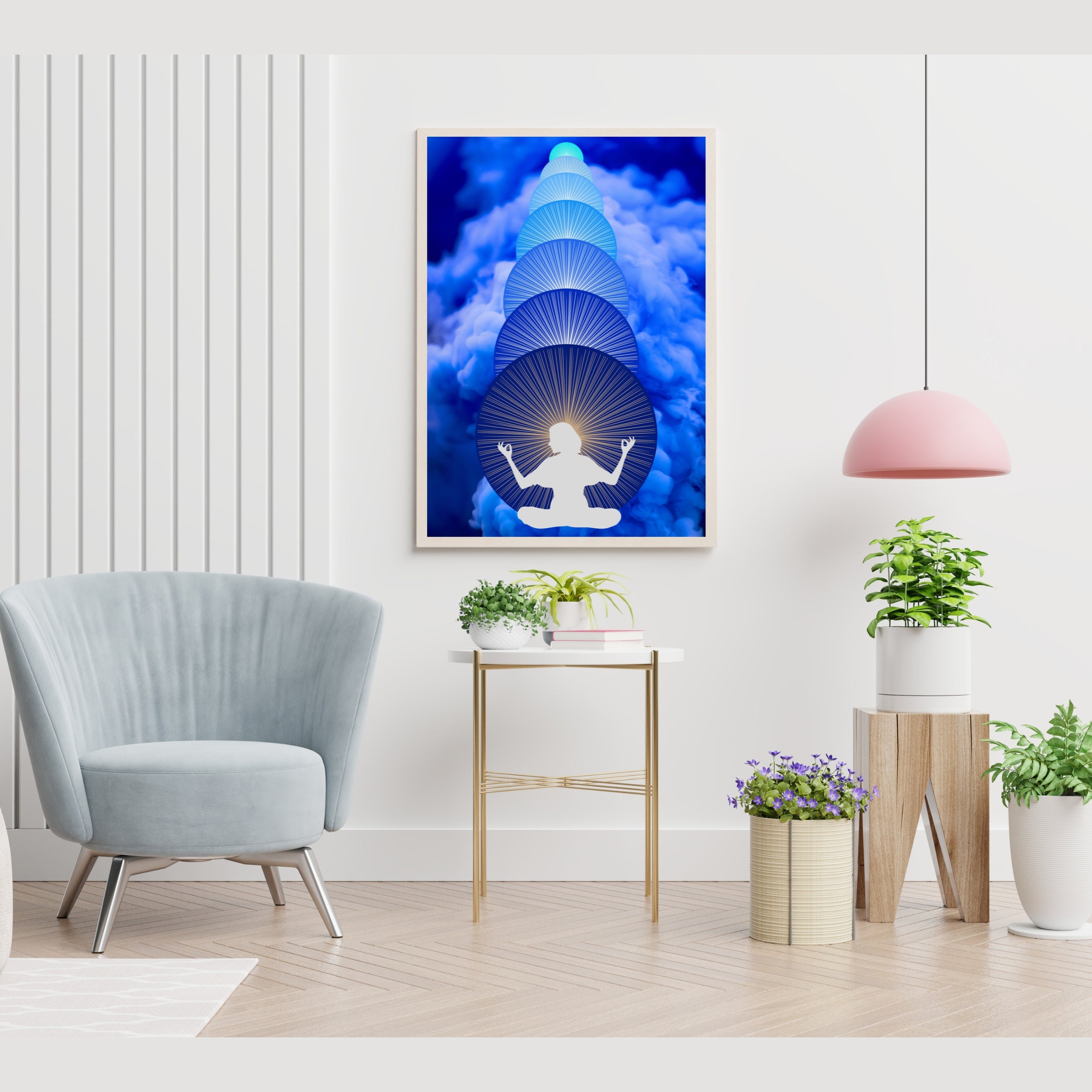 7 Chakras Zen Wall Art With Lotus Lady - Yoga Chakra - Meditation ...