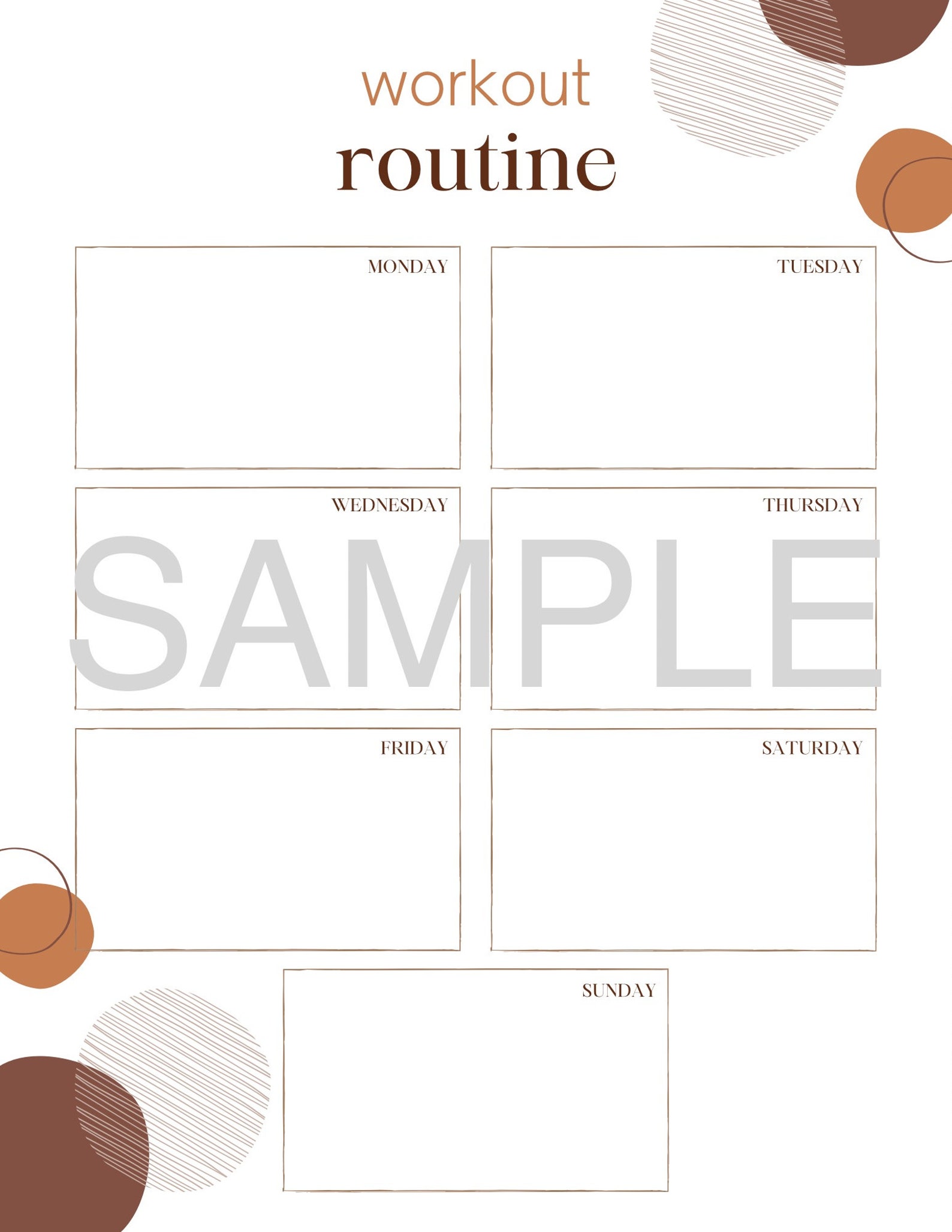 Simple Downloadable Weekly Workout Sheet - Etsy